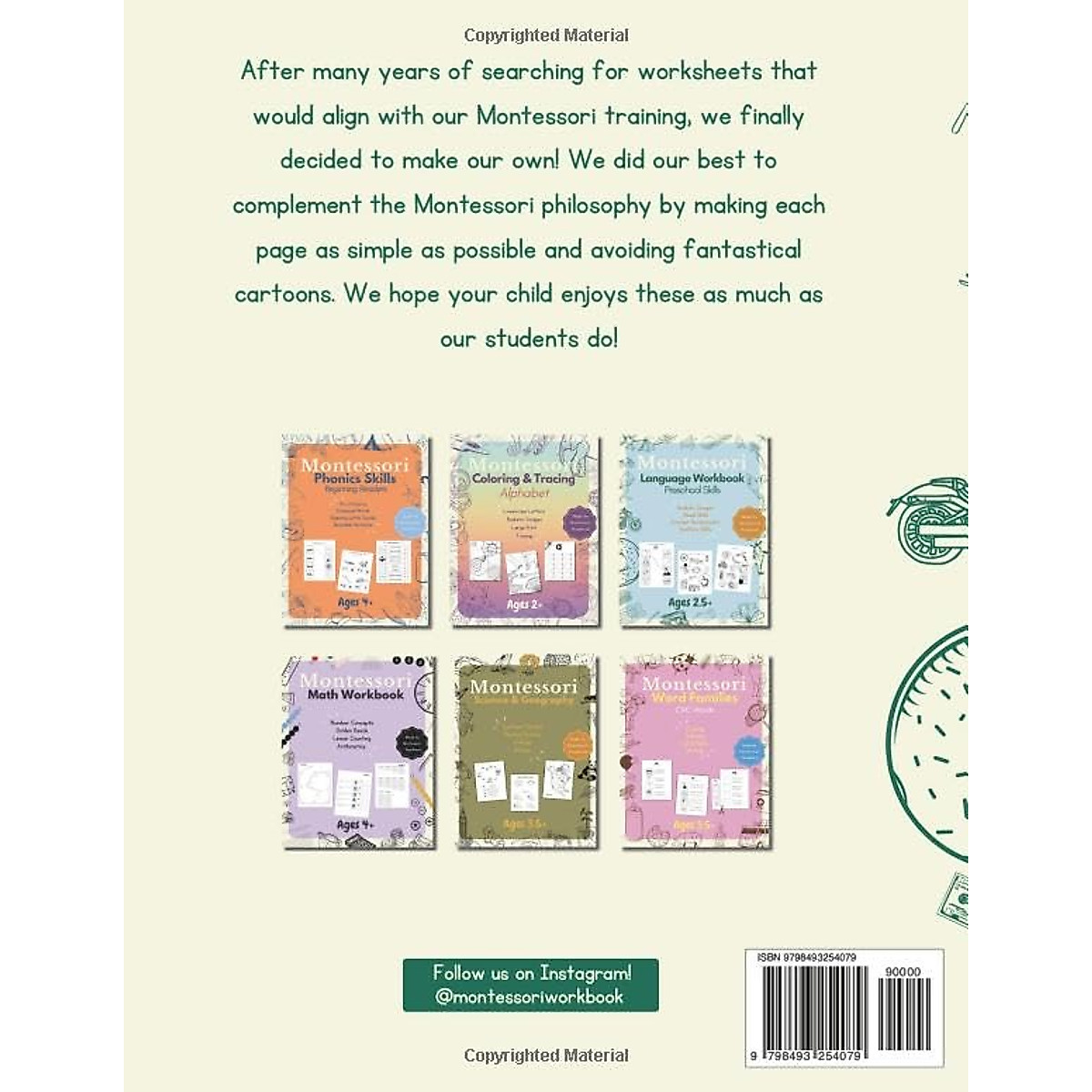 Montessori Language Workbook Preschool Skills: Realistic Images, Calm & Clean, Correct Phonetic Sounds