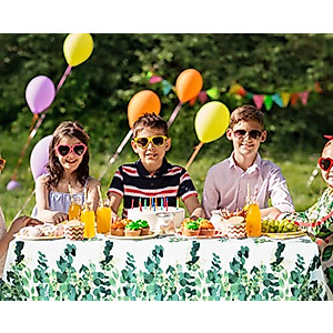 Eucalyptus Leaf Tablecloth 3pcs Sage Green Tablecloth Sage Green Baby Shower Decorations Eucalyptus Leaves Sage Greenery Plastic Table Covers for Neutral Green Baby Shower, Birthday, Wedding Decor