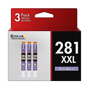 E-Z Ink (TM) Compatible Ink Cartridge Replacement for Canon CLI-281XXL CLI 281 XXL to use with PIXMA TS8320 TS8220 TS8120 TS9120（Photo Blue，3 Pack）