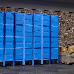 MIIIKO Metal Locker 4 Tiers, Employee Locker Cabinet, 4 Tiers Blue Locker Cabinet for School, Gym and Home Office