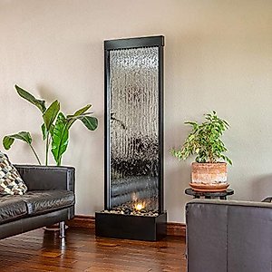 Alpine Corporation MLT102 Mirror Waterfall Fountain with Stones and Light, 72 Inch Tall, Silver