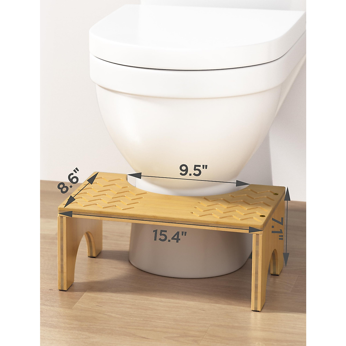 Toilet Stool, Easoger Bamboo Poop Stool, 7" Foldable Potty Stool, Wood Bathroom Step Stool Squat with Anti Slip Layer, 330 lbs Capability