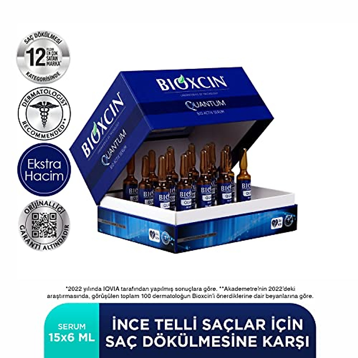 Bioxcin Quantum Hair Serum with Bio Activ Peptides (15x6 ML / 15x0.20 fl oz)