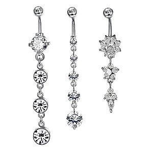 SEVENSTONE 10PCS Stainless Steel Belly Button Rings for Women Navel Piercing Bars Body Jewelry