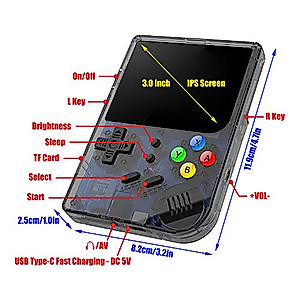 DREAMHAX RG300 Portable Game Console with Open Source System Preload 10000 Games, Handheld Video Games Player with 16G + 32G TF Card 3 Inch IPS Screen, Arcade Retro Games Gifts (Black Transparent )