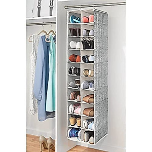 mDesign Soft Fabric Closet Organizer - Holds Shoes, Handbags, Clutches, Accessories - Large, 20 Shelf Over Rod Hanging Storage Unit - Black/Cream