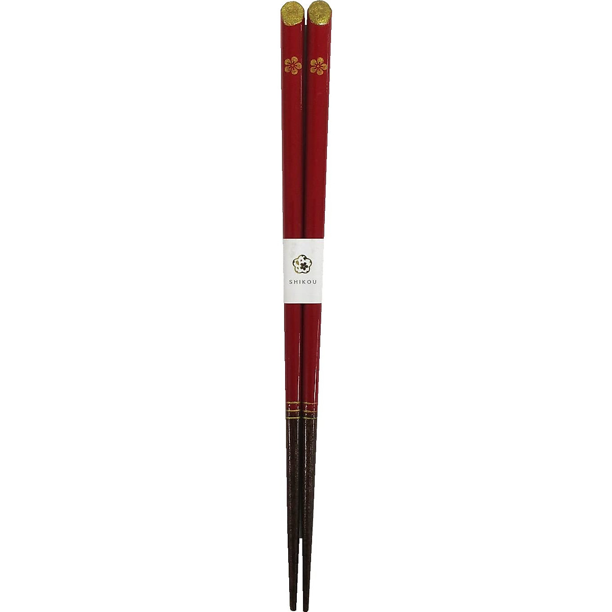 AOBA Japanese Wooden Chopsticks Reusable 2 Pairs in Gift Box Gold Sakura Black and Red Dishwasher-safe (Tenjin) [ Made in Japan /Handcrafted ]