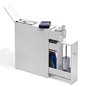 Tangkula Slim Bathroom Cabinet, Free Standing Storage Cabinet with Slide Out Drawers, Narrow Floor Bathroom Organizer Next to Toilet, Bathroom Toilet Paper Holder, 19 x 6.5 x 23 Inches (White)