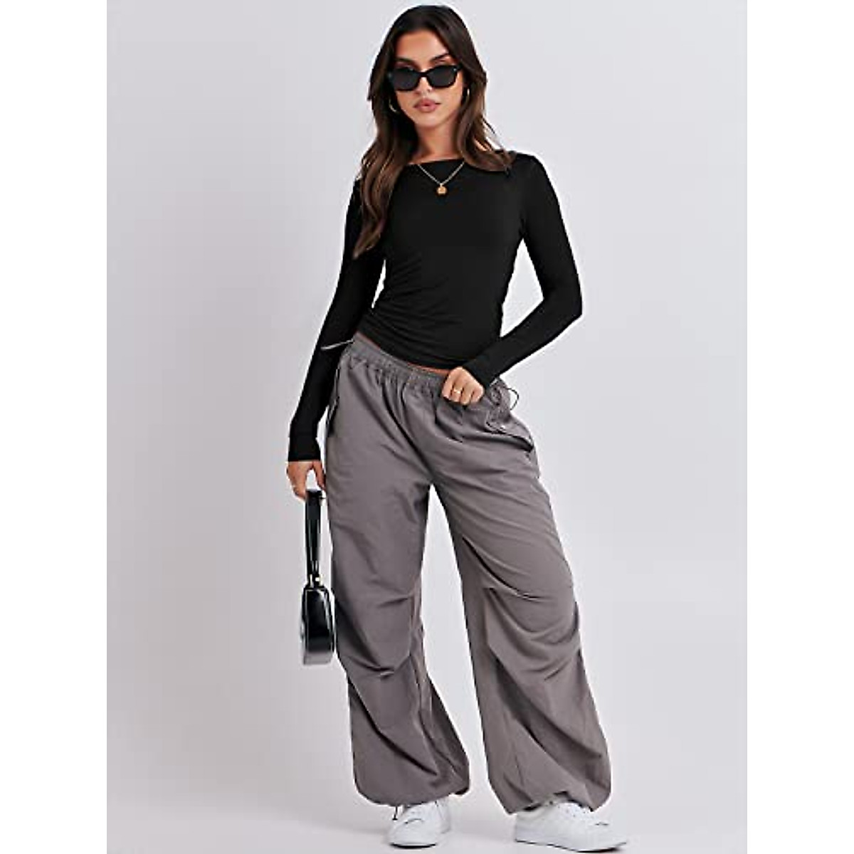 ANRABESS Women Long Sleeve Crop Top Basic Tees Tight Fitting T-Shirt Trendy 2023 Fall Shirts Undershirts Sexy Casual Going Out Cropped Tops 1029heise-S Black