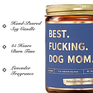 Best Dog Mom Funny Lavender Vanilla Scented Soy Candle - Dog Mom Gifts for Women, Birthday Gift from Dog, Dog Lovers Gifts, Personalized Dog Mama Gift Ideas, Dog Decor, Hand-Poured, 9 oz