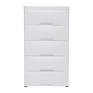 Plastic Drawers Dresser Storage Cabinet,5 Drawer Units Vertical Clothes Storage Tower Dresser Small Closet Organizer for Clothes,Playroom,Bedroom Furniture (White)