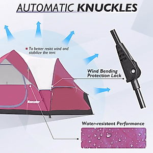Mansader 6 Person Family Camping Tent,Waterproof Windproof with Top Rainfly,Easy Set Up,Pop Up Tent for Outdoor Camping Hiking Travel (Wine Red)
