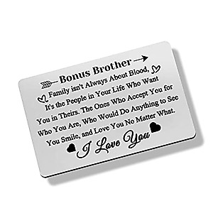 Heigebi Step Brothers Wallet Card from Sister Brother-in-law Gifts Bonus Brother Gift Family isn't Always About Blood Step Brothers Christmas Cards Adopted Brother Valentines Christmas Birthday Gift