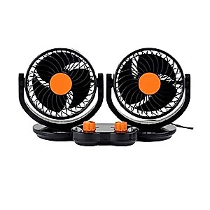 Car Fan, Electric Car Fans for Rear Seat Passenger Portable Car Seat Fan Headrest 360 Degree Rotatable Backseat Car Fan (24V Cigarette Lighter)