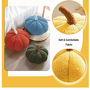 Keludu Halloween Plush Pumpkin Throw Pillow, Stuffed Animal Soft Toys 3D Pumpkin Shape Sofa Cushion for Home Decor (Orange, 12 Inch)