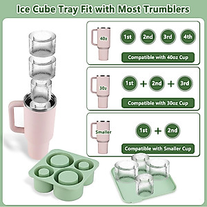 Sloworld Ice Cube Tray for Tumbler, 4 PCS Silicone Hollow Cylinder Ice Mold for Freezer, Chilling Coffee, Tea, Ice Drink, Juice, Whiskey, Cocktail, for Stanley Cup 20Oz, 30Oz, 40Oz(Green)