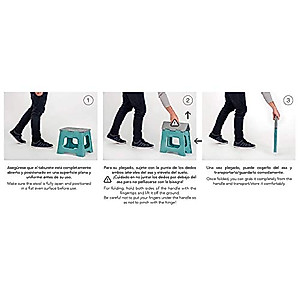 Vigar Compact Foldable 2-Step Stool, 16 inches, Lightweight, 330-pound Capacity Non-Slip Folding Step Stool, Gray