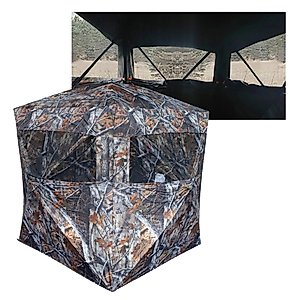 THUNDERBAY SPUR Collector 2 Person Hunting Blind, Portable Ground Blind with Silent Sliding Window, Portable Durable Hunting Tent for Deer & Turkey Hunting, JXJ Camo