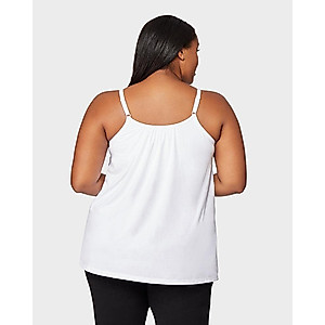 32º DEGREES Cool Womens Shirred Flowly Relaxed Lounge Built-in Cups Shelf Bra Tank Cami, White, Medium