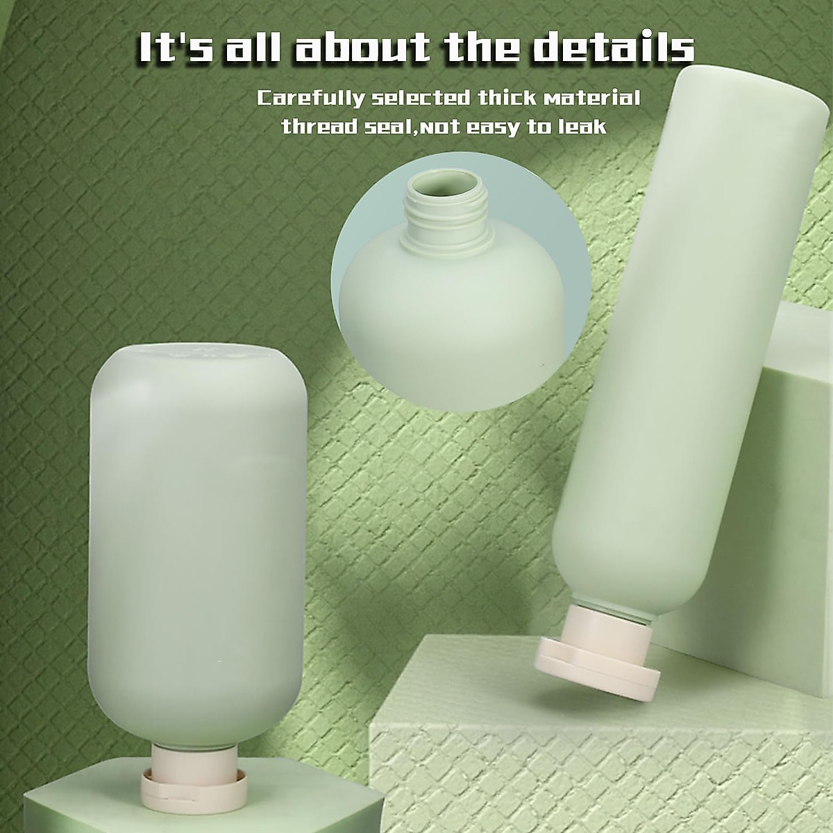 ELESDA Travel Shampoo and Conditioner Bottles Refillable, 7oz Plastic Squeeze Bottles with Caps Travel Bottles for Toiletries Shampoo and Conditioner Dispenser Leak Proof Toiletry Travel Size Bottles