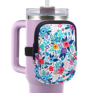 Water Bottle Pouch For Stanley Quencher Adventure 40oz 30oz Tumbler & Stanley IceFlow 20oz, Versatile Tumbler Pouch with Zipper, Gym Accessories For Women, for Keys, Wallet, Earphone, Cards, Compact