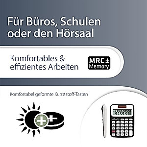 MediaRange Compact calculator with 10-digit LCD display, solar and battery operation, black/white