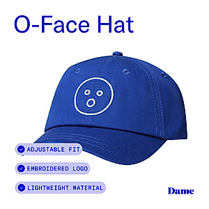 Dame Products O-Face Baseball Cap - Unisex Royal Blue Hat - Adjustable and Comfortable