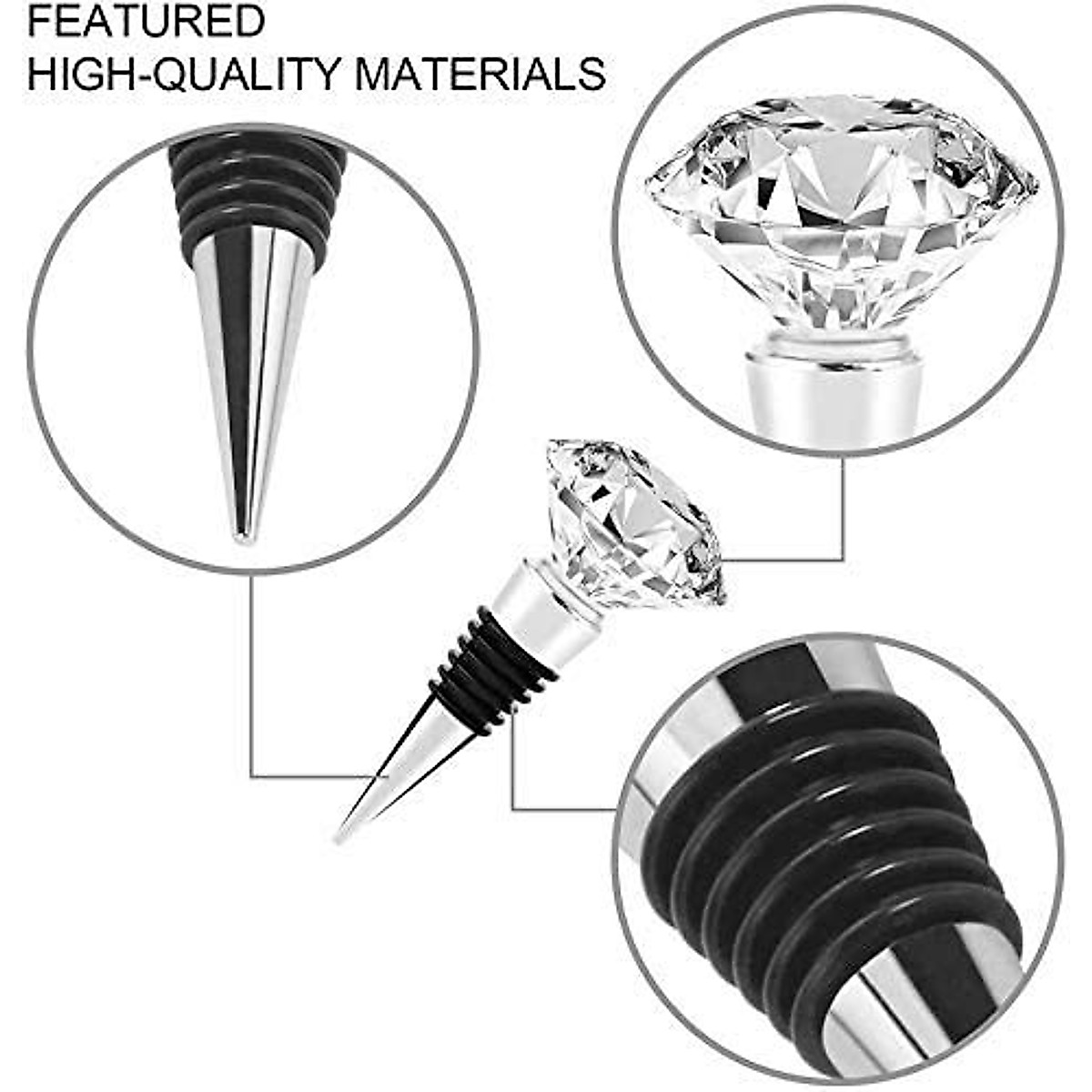 VANVENE Decorative Crystal Wine and Beverage Bottle Stopper for Wine,Made of Zinc Alloy and Glass,Reusable Plug with Gift Box,Multi-Option (2pcs Crystal)