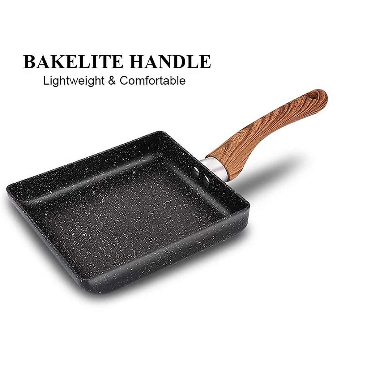 Tamagoyaki Pan Japanese Omelet Pan,Rectangle Maker Frying Pans,Japanese Tamagoyaki Pan with Silicone Brush & Spetula, Egg Pan, Gas Stove and Induction Hob, 7” x 5”,Black