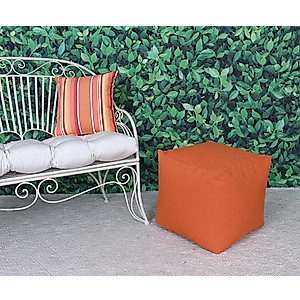 RULU Ottoman Outdoor/Indoor Sunbrella Bean Bag Pouf 19"x19"x18"H Spectrum Cayenne, Rust