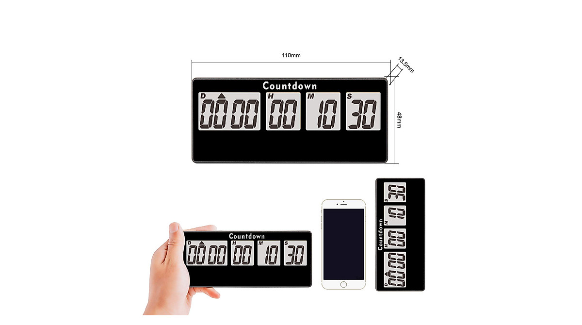 Jayron 9999 Days Countdown Timer with Loud Alarms