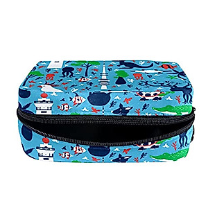 TBOUOBT Cosmetic Travel Bags, Makeup Case, Makeup Bag for Toiletries, Cartoon Animal Octopus Parrot Snake