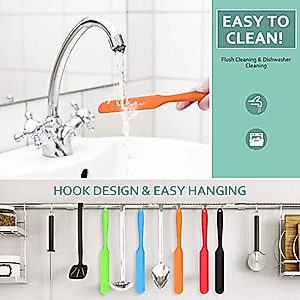 5Pcs Silicone Jar Spatulas - Cake Cream Spatulas Set, 9.8 inch Non-Stick Heat Resistant Mixing Butter Spatulas Baking Scrapers for Jars Blenders Cooking Stirring (5 Color)