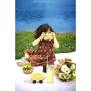 YOUEXPERT 14 oz Tumbler with Straw, Insulated Tumblers with Lid and Straw, 14 oz Cup Stainless Steel Mini Outdoor Sports Travel Tumblers - Pomelo