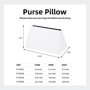 DGAZ Purse Pillow Shaper Insert,Luxury Handbag Tote Shapers, Memory Foam- Fits Birkin 25/30/35/40 Bag (White, BK25)