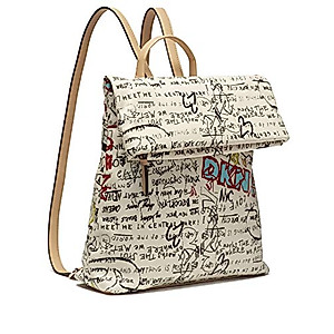 DKNY Multipurpose Fashion Backpack, White Iconic Graffiti Tilly
