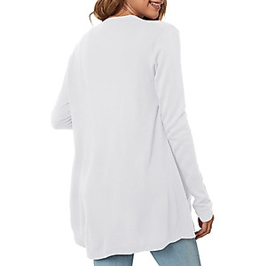 Urban CoCo Women's Long Sleeve Open Front Lightweight Cardigan Sweaters with Pockets (XL, White)