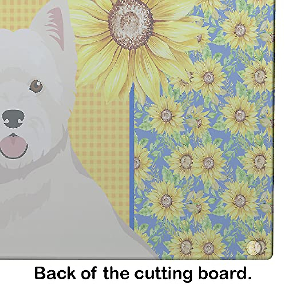 Caroline's Treasures WDK5500LCB Summer Sunflowers Westie West Highland White Terrier Glass Cutting Board Large, 12H x 16W, multicolor