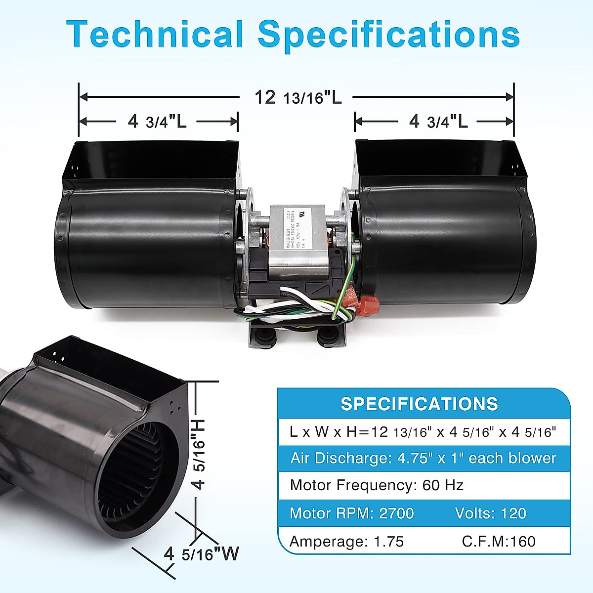 Hipoilk GFK-160A GFK-160 Fireplace Blower Fan Kit for Heat & Glo, Heat N Glo, Heatilator, Quadra-Fire, GTI, and Superior Fireplaces