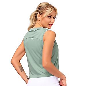 Dragon Fit Women Sleeveless Yoga Tops Workout Cool T-Shirt Running Short Tank Crop Tops (Light Green, Small)