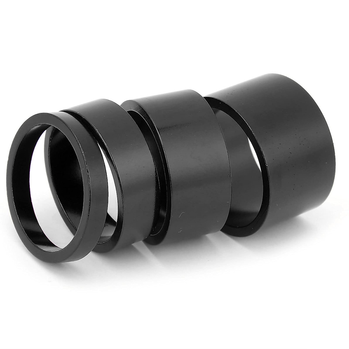 VBESTLIFE 4Pcs/Set Headset Spacers Aluminum Alloy Front Fork Washer 5 10 15 20mm Headset Stem Washer Gasket Replacement for Mountain Road Bike(Black) and Spare Parts