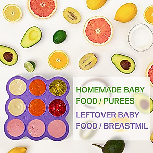 4 Pack Baby Food Storage Containers 9 Cup Silicone Baby Food Freezer Tray with Lid Stackable Reusable Freezer Storage Tray for Ice Breast Milk Homemade Baby Food Vegetable Fruit Puree
