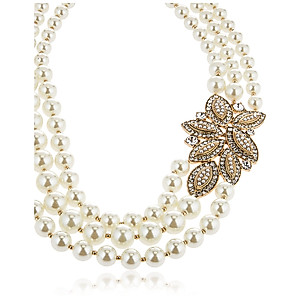 Anne Klein Women's Gold-Tone Blanc Pearl Torsade Strand Necklace, Gold/White, 0