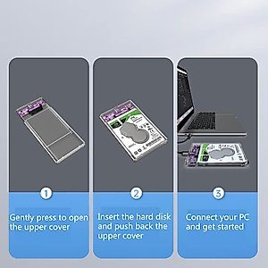 Transparent 2.5in TypeC 3 HDD Box HDD Hard Disk Drive Enclosure External Drive Disk Case Tool Free Support 2TB Ssd Enclosure 2.5in Hard Disk Case