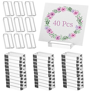 Lnrueg 40 Pcs Acrylic Place Card Holders, Transparent Sign Holders, Menu Holders with Card Slot, Table Numbers Display Stands for Wedding Party Banquet Meeting