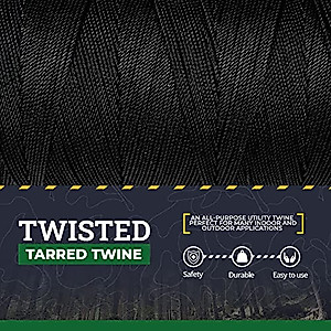 SGT KNOTS Tarred Twine - 100% Nylon Bank Line for Bushcraft, Netting, Gear Bundles, Home Improvement, Construction, Lacing Twisted Cord, Weatherproof | #36 - 1/4 lb