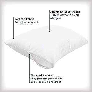 Set of 2 King AllerEase Pillow Protectors - Moisture Wicking, Advanced Allergy Protection - Premium Polyester, Zippered Protectors