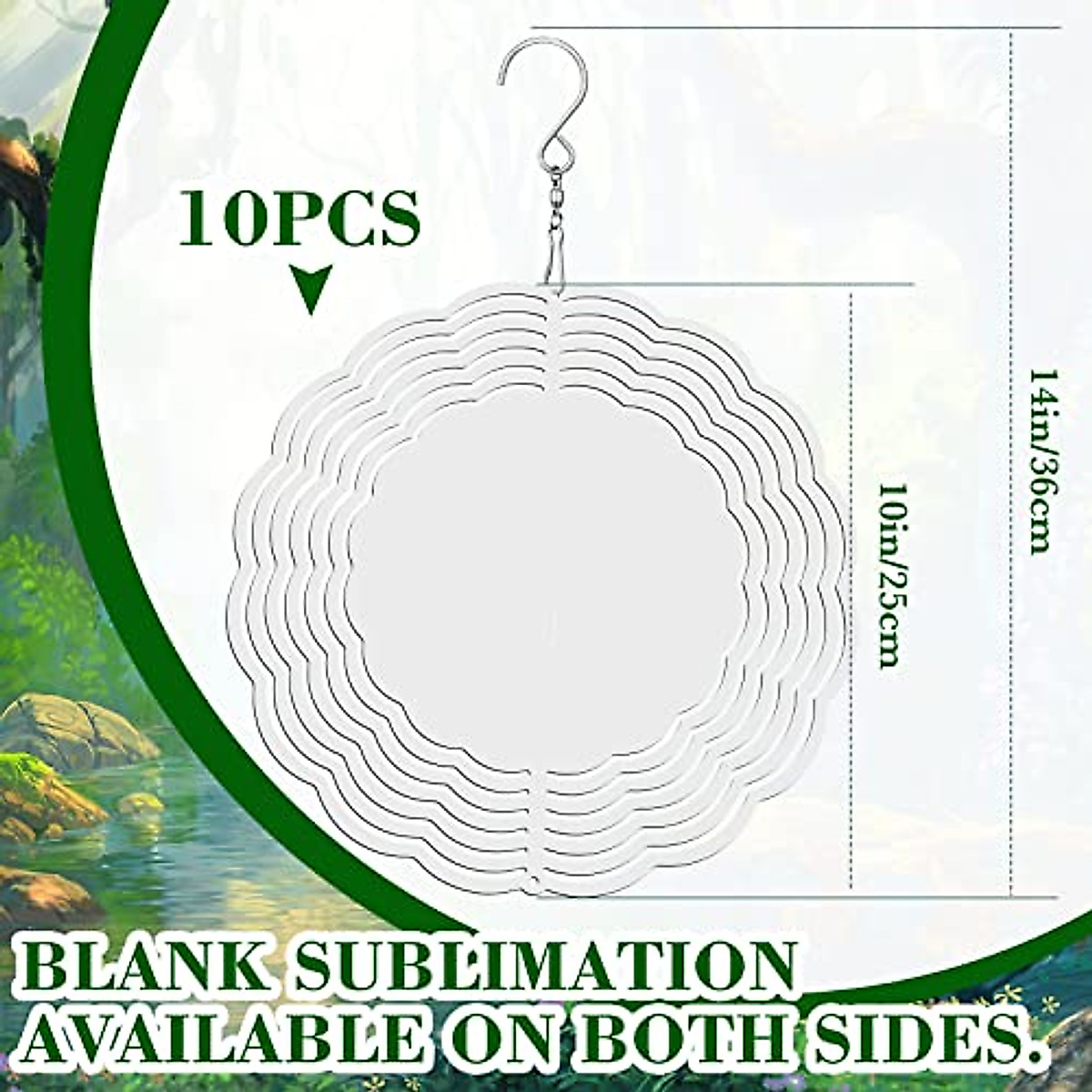 Remerry 10 Pcs 10 Inch Sublimation Wind Spinner Blanks, 3D Aluminum Double Sided Circle Sublimation Wind Powered Kinetic Sculpture, Hanging Outdoor Spinner Suspension Trim for Yards and Garden()