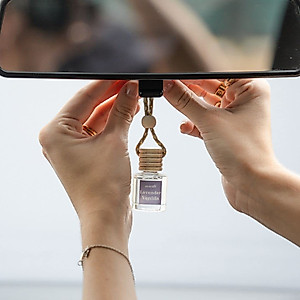 CE CRAFT Car Air Freshener Diffuser, 2 Pack, Pink & Beige, 14 Days Scent Duration, Liquid, Automotive Air Freshener, Rearview Mirror Pendant, Car & Home Use