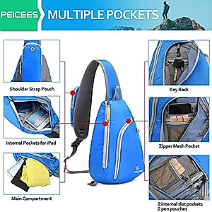 Peicees Sling Bag Backpack for Men Women Water Resistant Crossbody Shoulder Bag Travel Hiking Chest Daypack